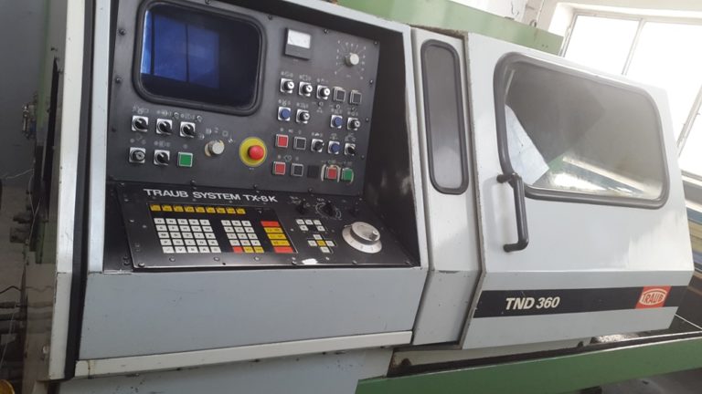 TRAUB CNC Lathe TND 360, capacity DxL 360×800 mm, 8x turret, barfeeder ...