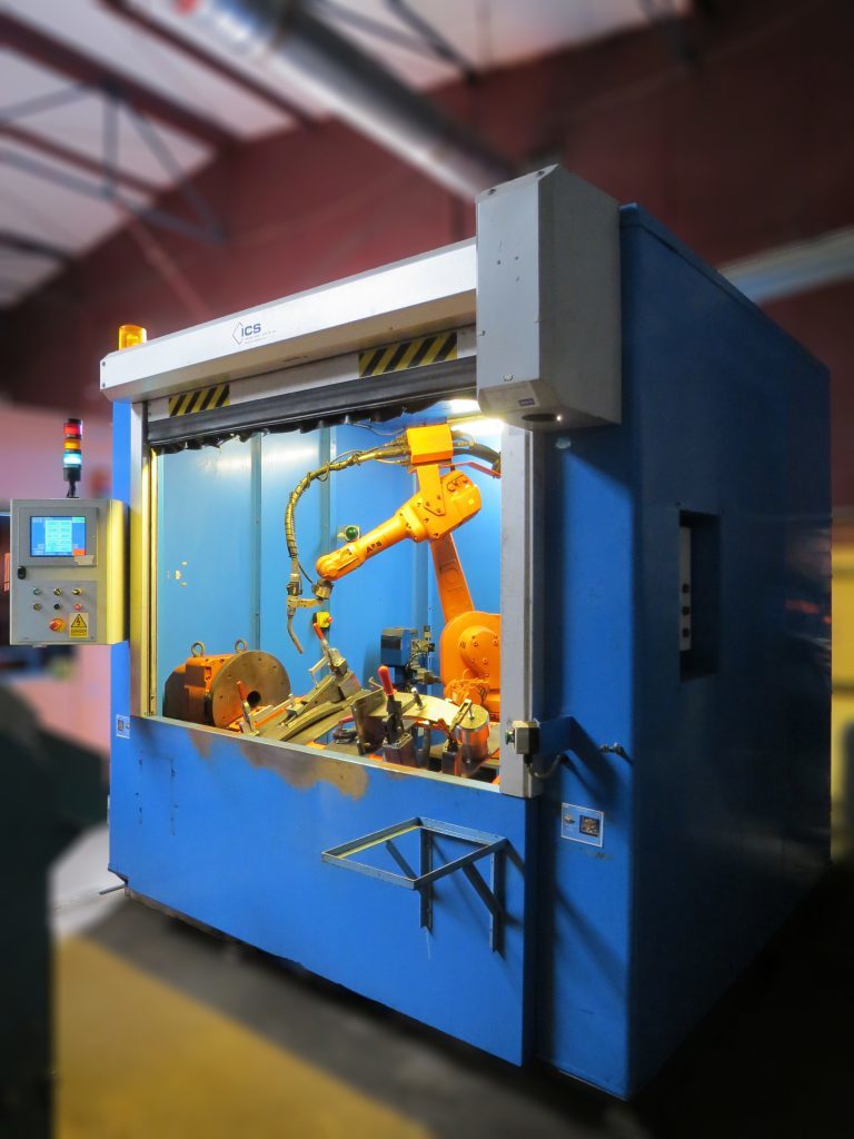 ABB CNC Welding Cell with Welding Robot (2011), visible under power IRB ...